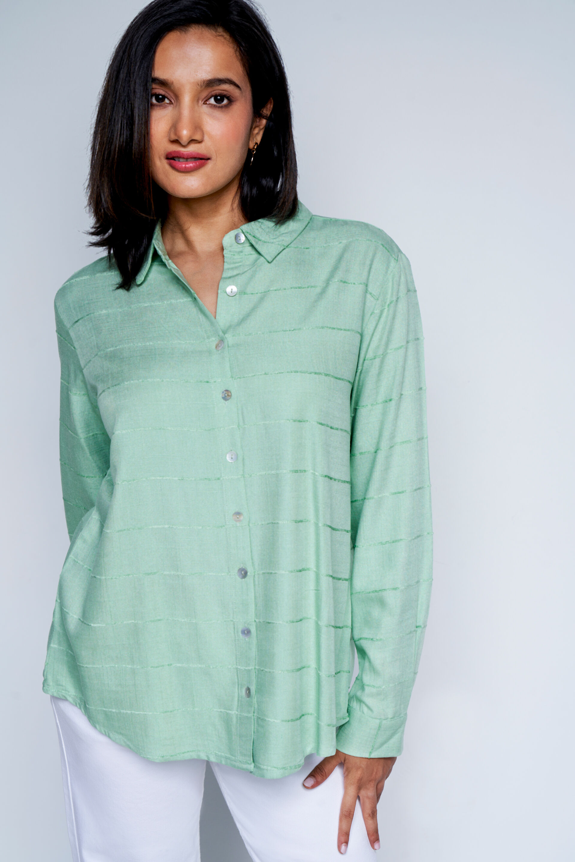 Buy our Sage Green Self Design Curved Top online from ANDIndia SC ...