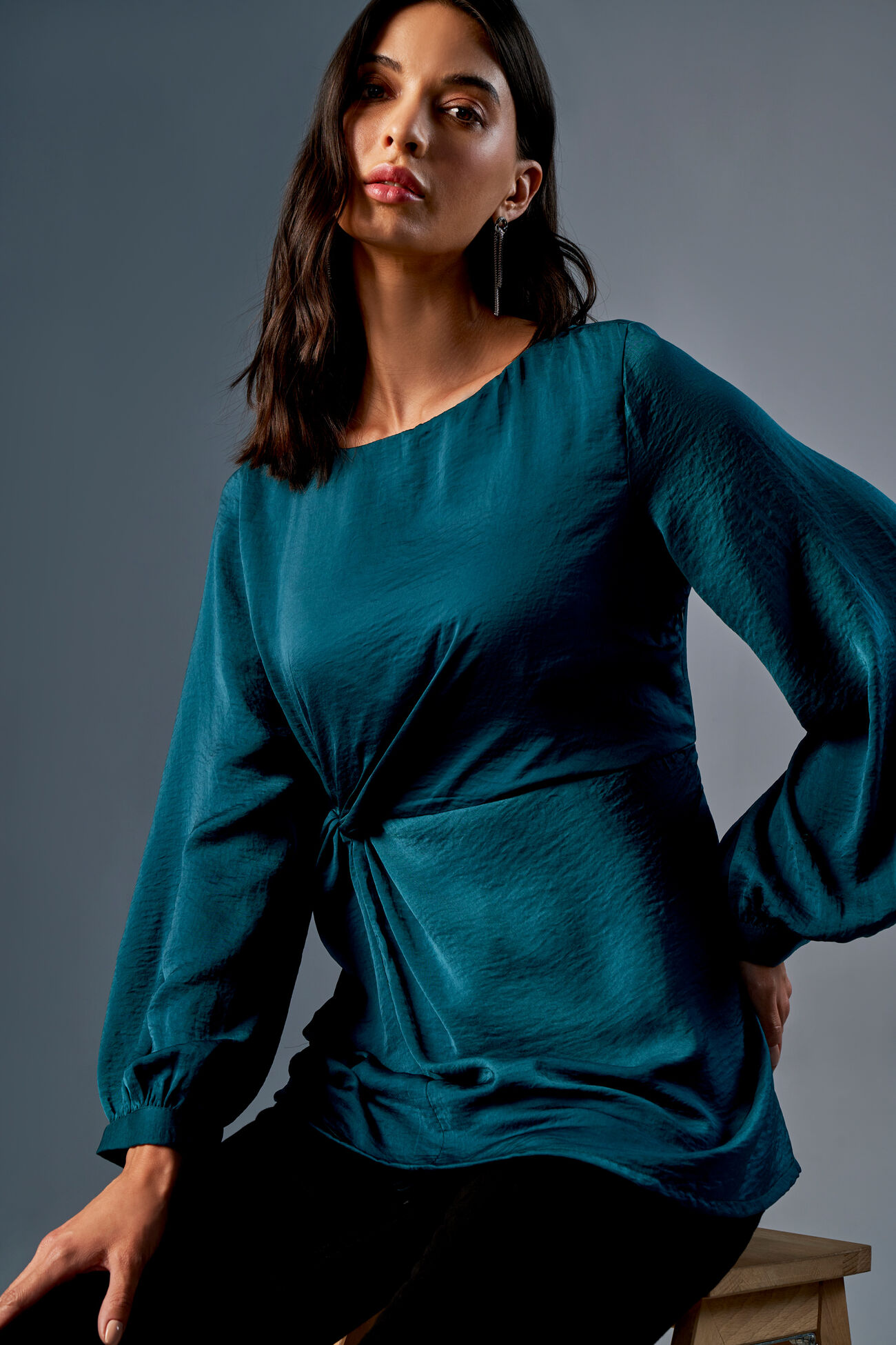 Buy our Emrald Green Solid Curved Top online from ANDIndia SC- F23AG337THS