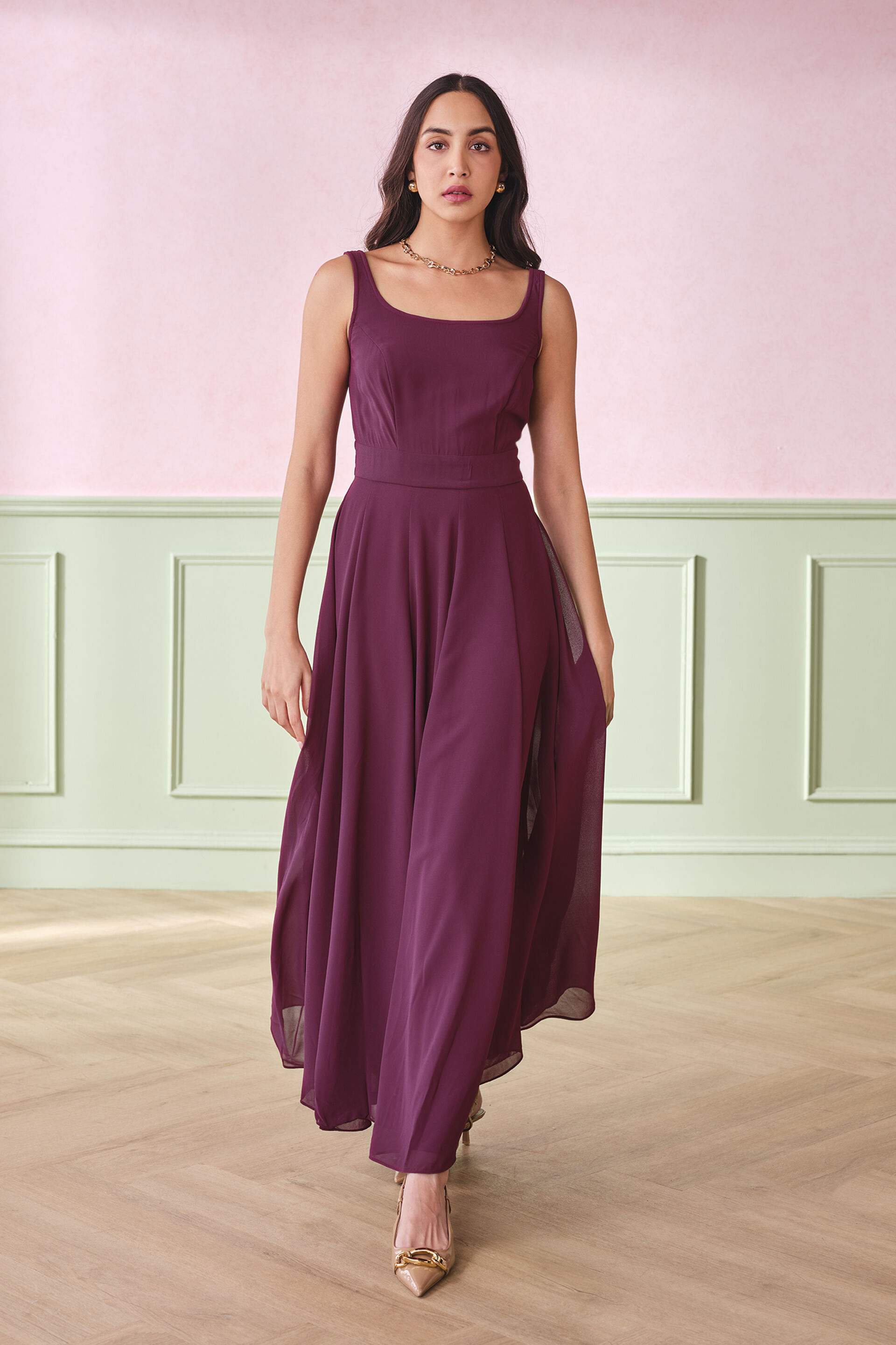 Buy Dear Jane Wine Maxi Dress Online for Women from AND India ...