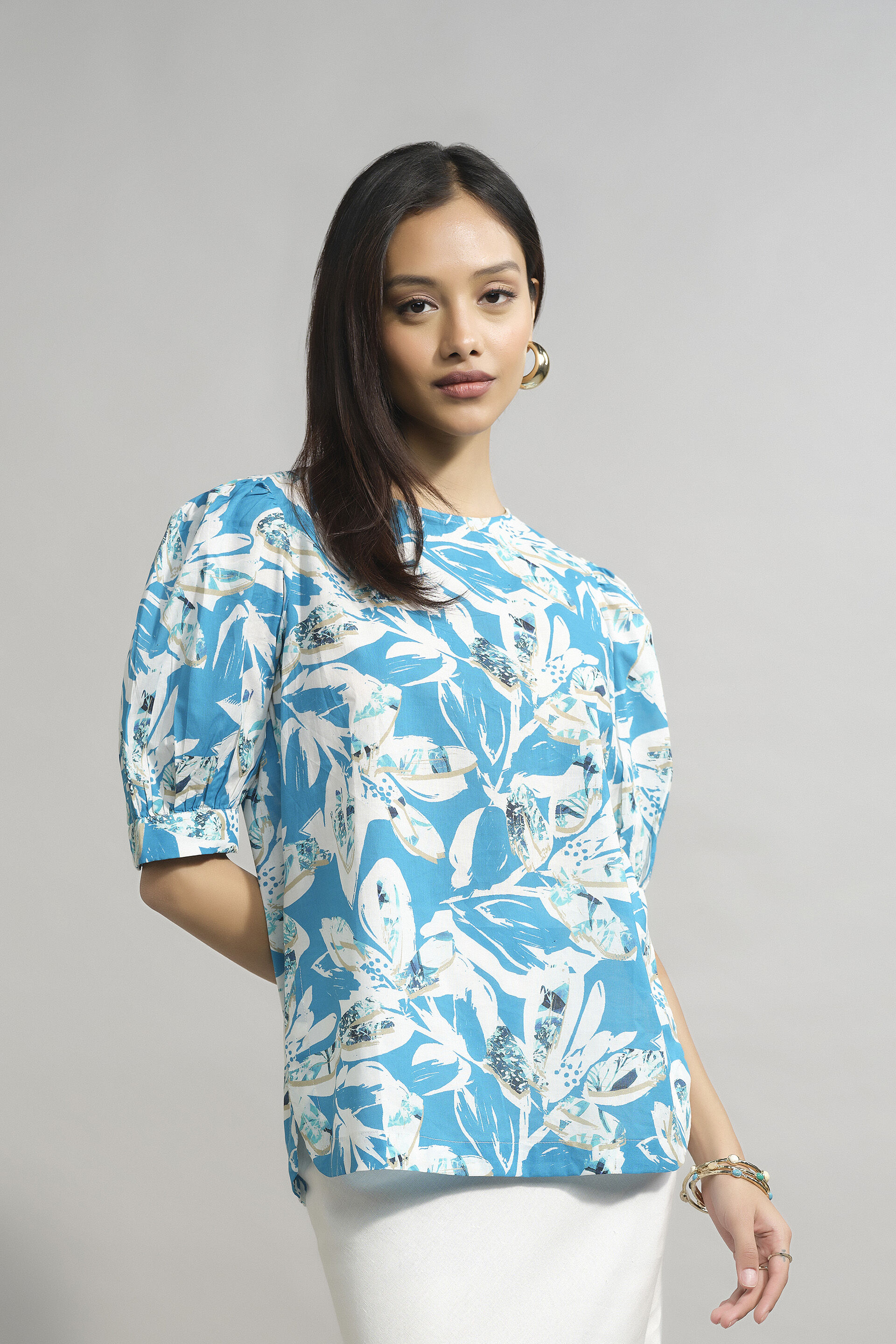 Buy Wild Lilies Top Online for Women from AND India S25V133TP87_BLU_PRT