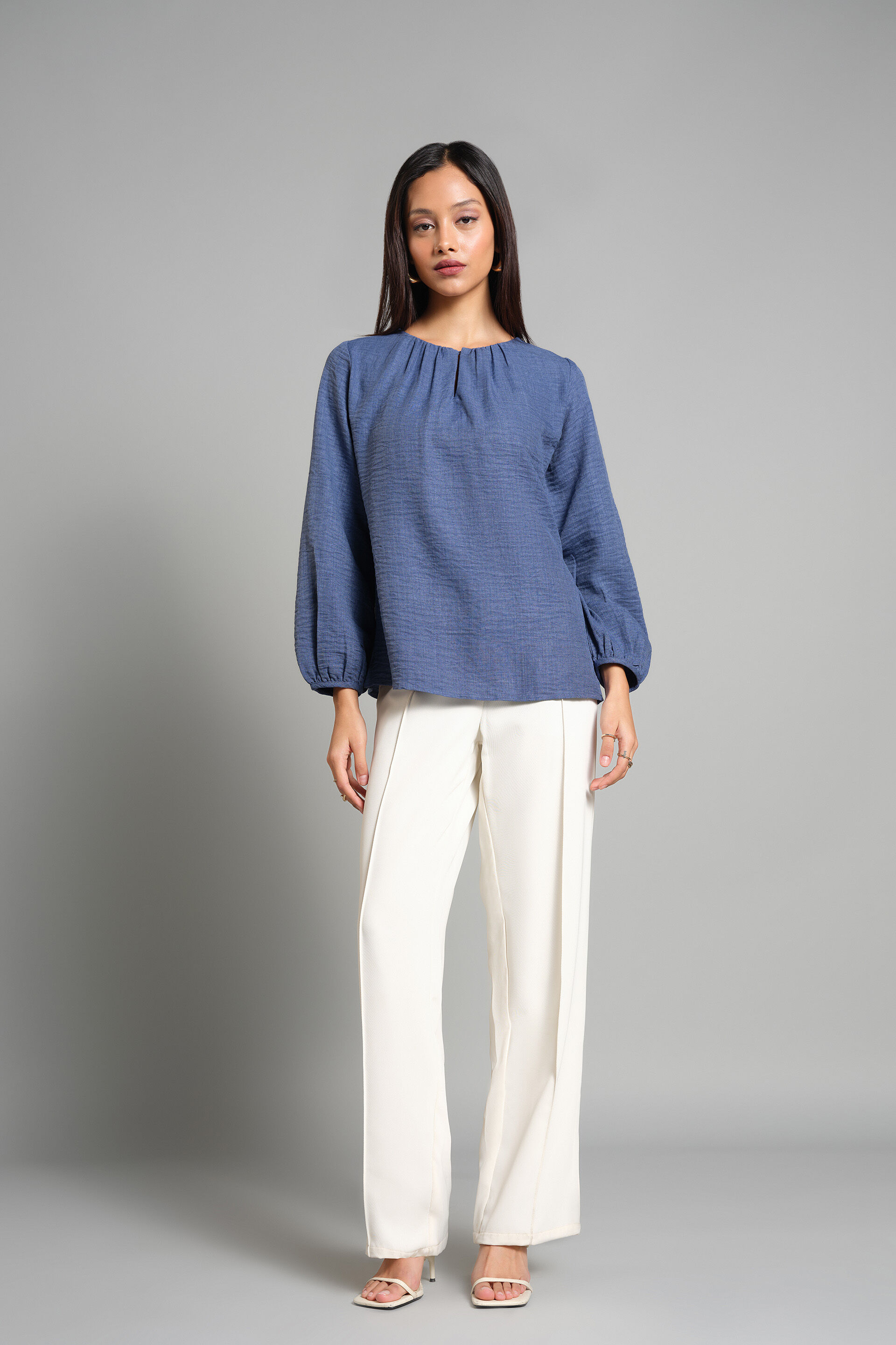 Buy Blooming Blue Top Online for Women from AND India S25V232TLL_DARK_BLUE